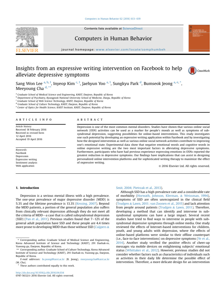 Insights From An Expressive Writing Intervention On Facebook To Help ...