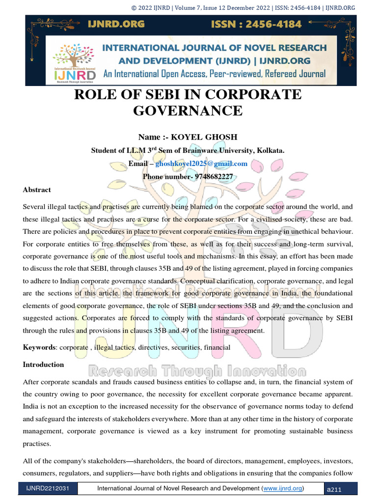 IJNRD2212031 | PDF | Governance | Corporate Governance