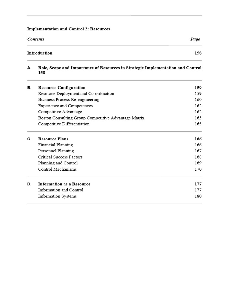 Implementation and Control 2 Resources | PDF | Strategic Management | Competitive Advantage