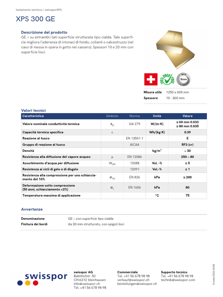 Scheda Tecnica Del Prodotto XPS 300 GE | PDF