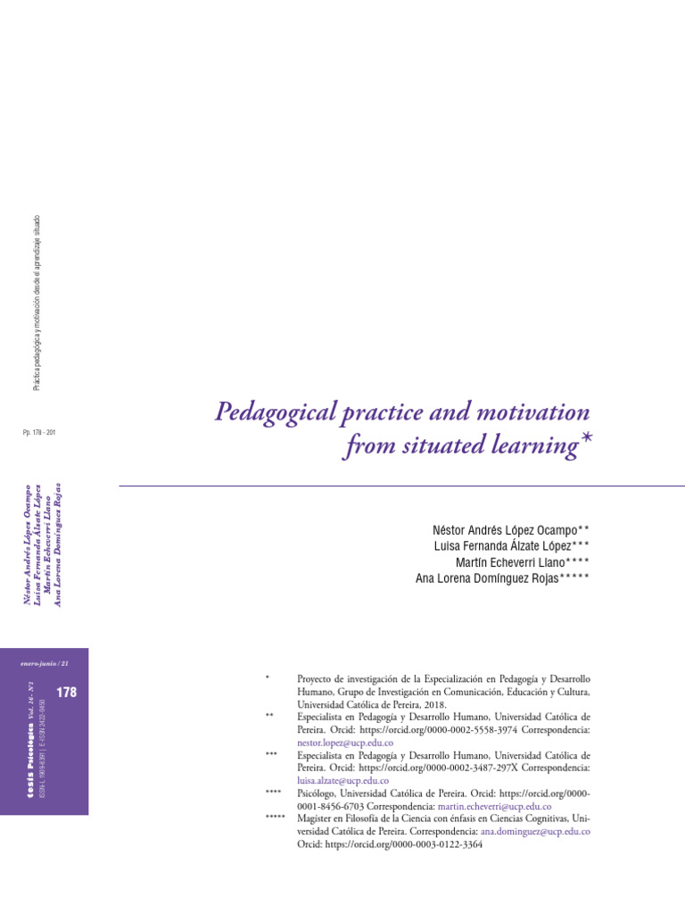 Pedagogical Practice and Motivation From Situated Learning | PDF | Aprendizaje | Motivacional