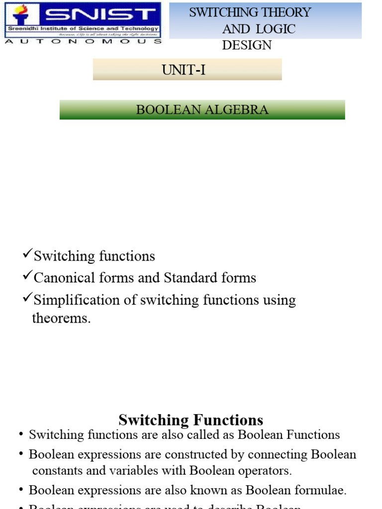 Unit 1 (STLD) Lecture5 | PDF | Boolean Algebra | Teaching Mathematics