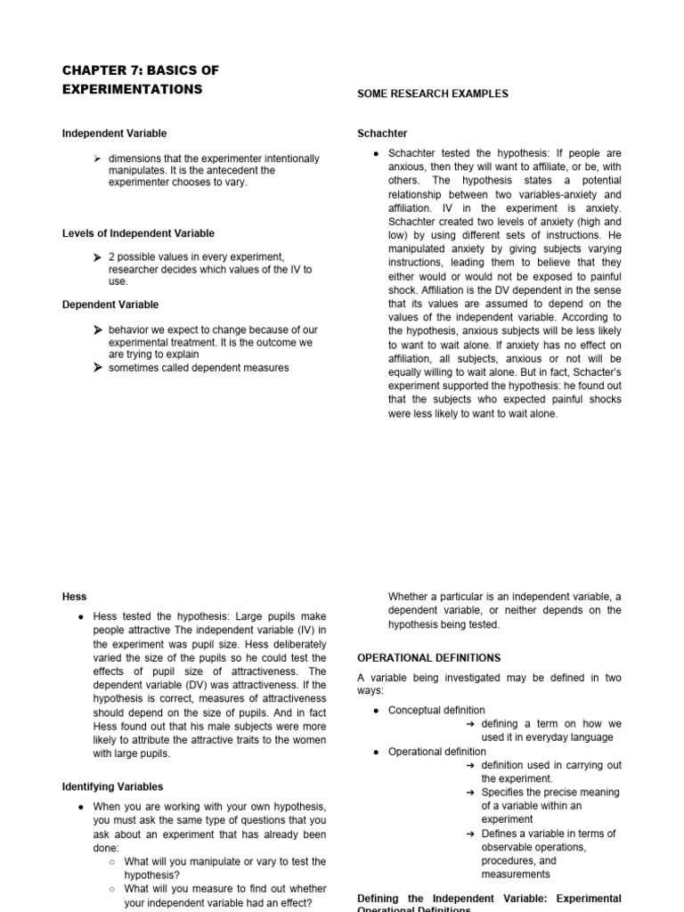 Handouts Sa Expi | PDF | Validity (Statistics) | Experiment