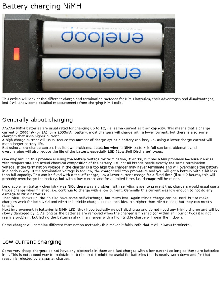NiMH Battery Charging Methods Explained | PDF | Battery Charger ...
