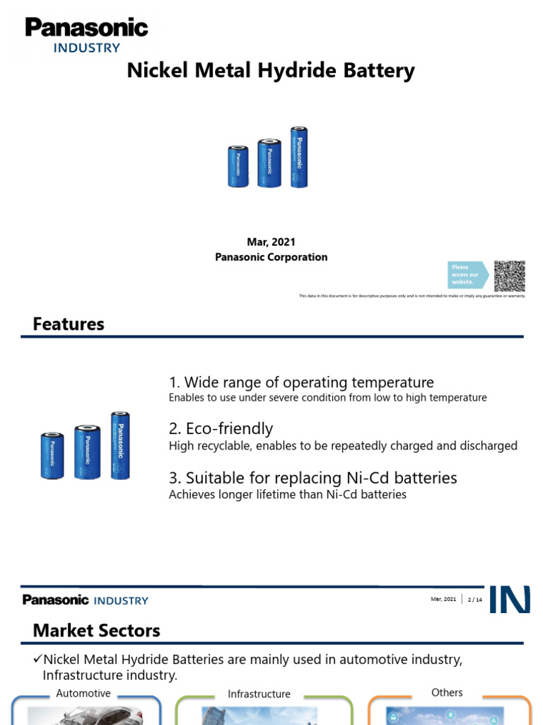 Panasonic NiMH Nickel Metal Hydride Battery Brochure | PDF ...
