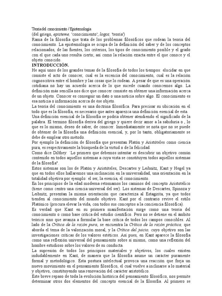 Teor A Del Conocimiento | PDF