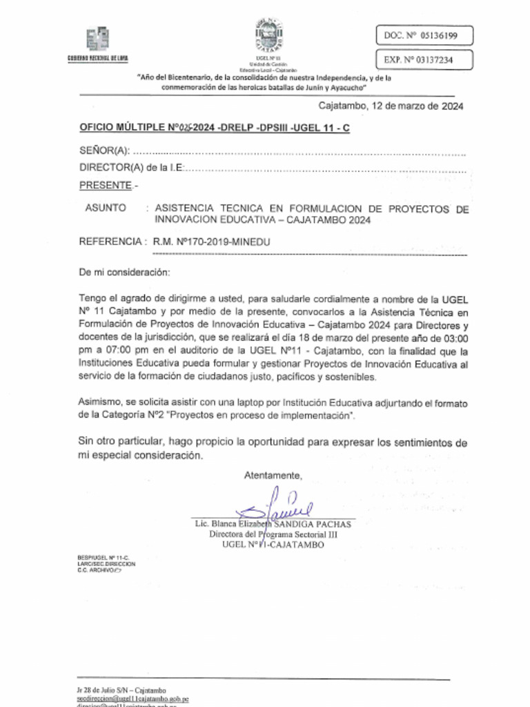 Oficio A.T. Diseño Proy Innov Educt | PDF