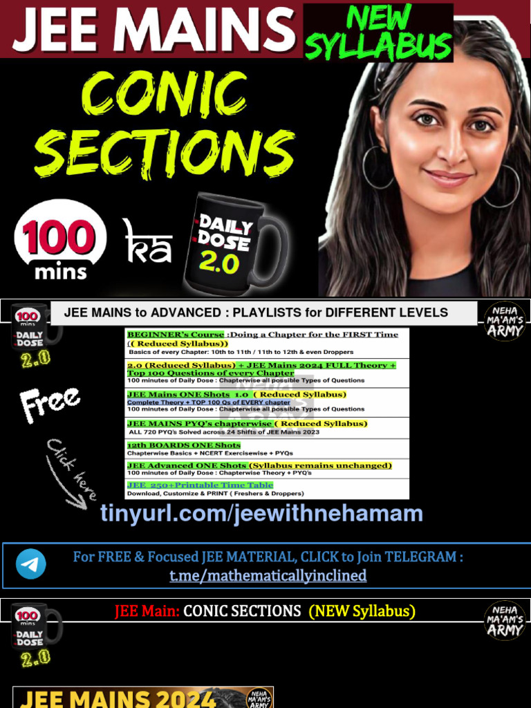2.0 JEE (MAIN) CONICS (New Syllabus) | PDF | Ellipse | Manifold