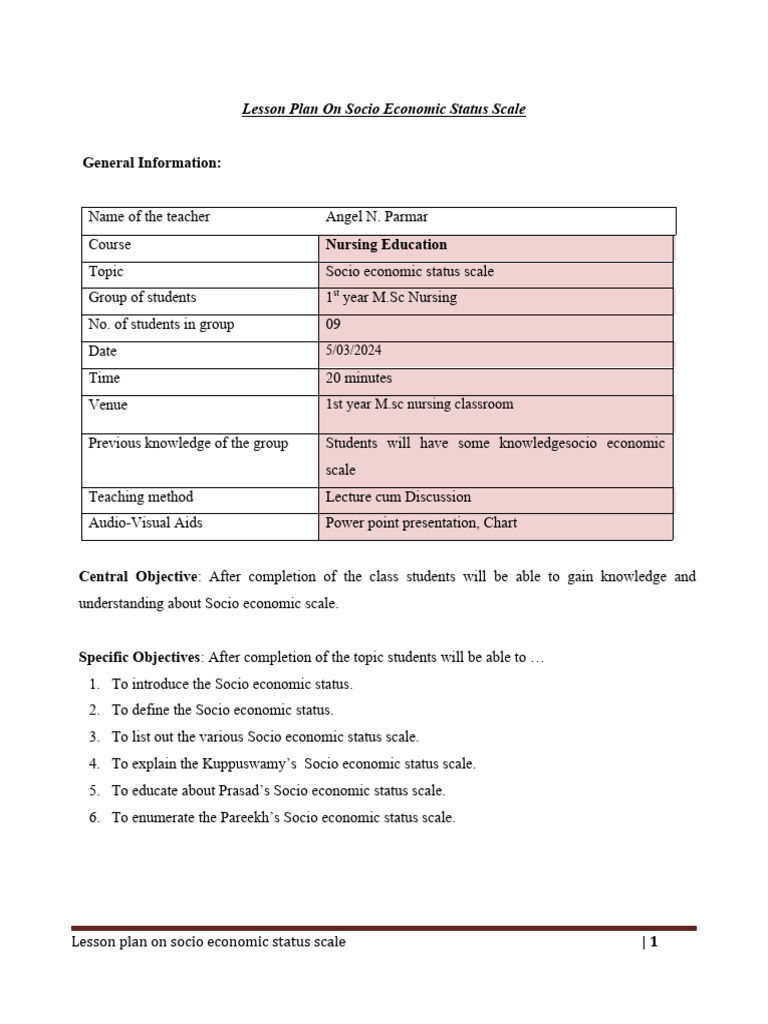 Socio Economic Scale | PDF | Socioeconomic Status | Learning