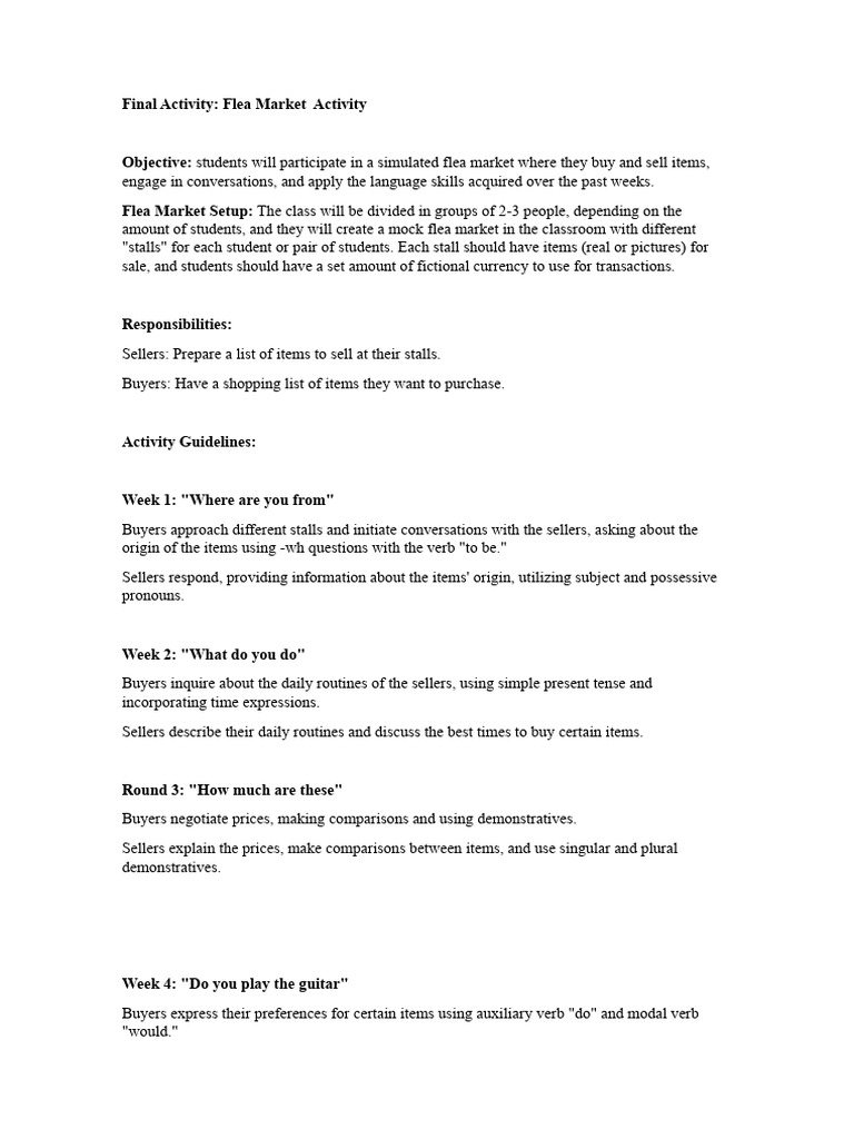 Flea Market Project | PDF