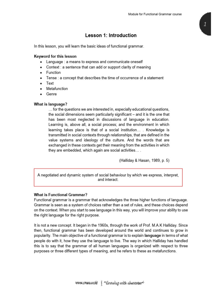 Handout For Functional Grammar Course-Update | PDF | Adverb | Adjective