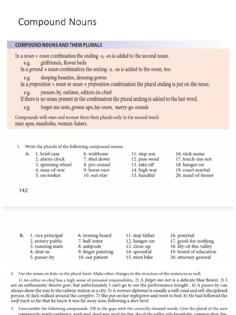 compound nouns plurals | PDF