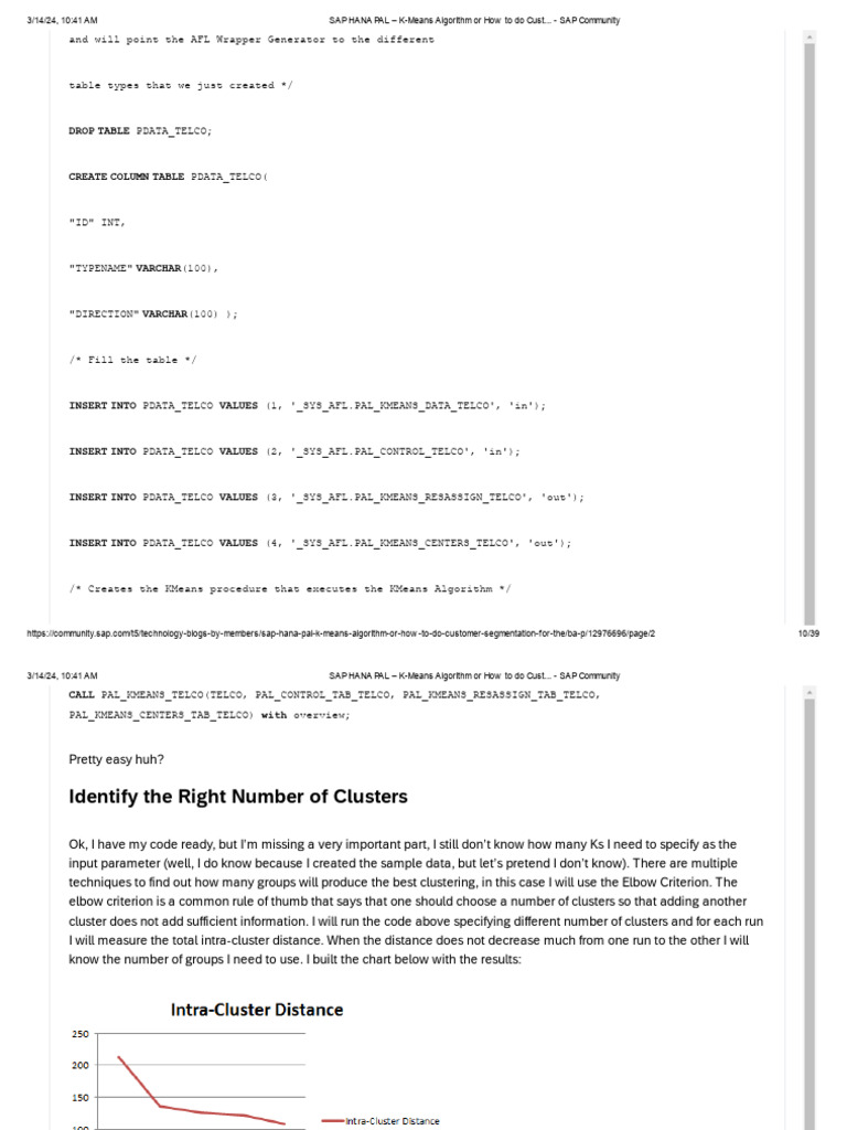 SAP HANA PAL - K-Means Algorithm or How To Do Cust... - SAP Community-1U | PDF | Cluster ...