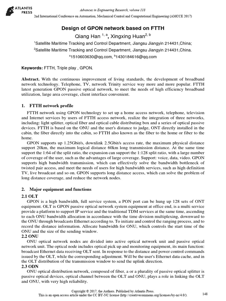 Design of Gpon Network Based On FTTH 24i43y0zct | PDF | Fiber To The X ...