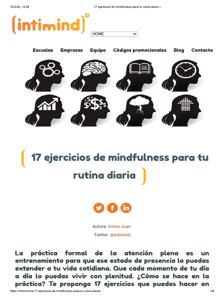 17 Ejercicios De Mindfulness Para Tu Rutina Diaria Pdf Té