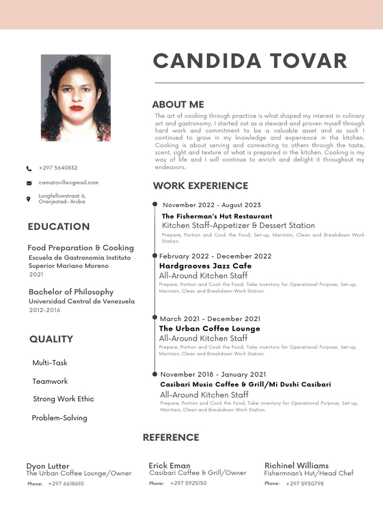 Candida Professional CV Resume | PDF | Gastronomy | Food And Drink