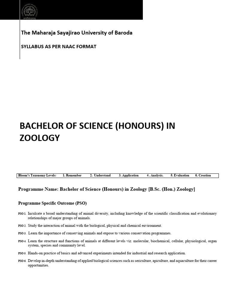 Zoology BSC | PDF | Zoology | Bachelor Of Science