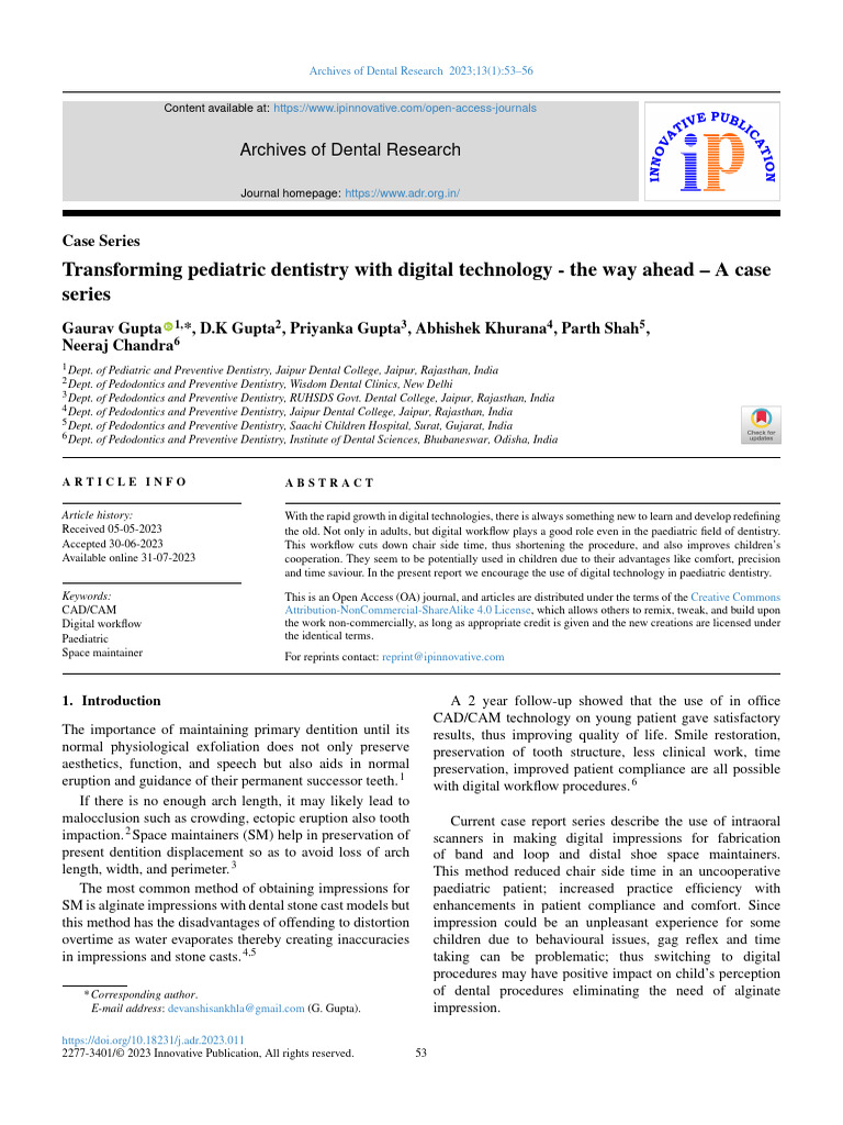 Transforming_pediatric_dentistry_with_digital_tech | PDF | Health Care | Health Sciences