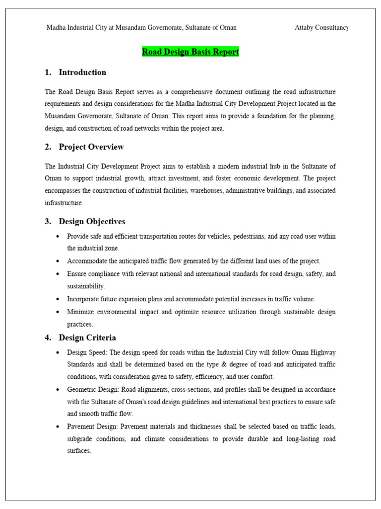 Road Design Basis Report | Download Free PDF | Road | Traffic