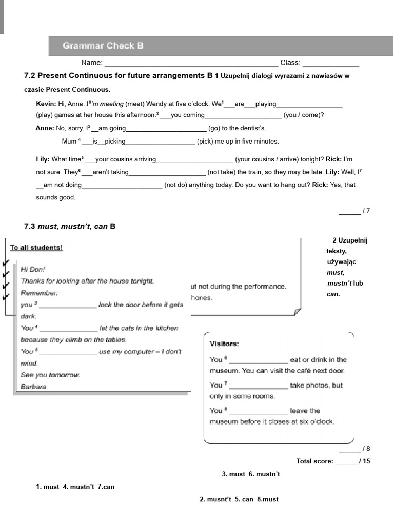 Present Continuous & Modal Verbs Practice | PDF
