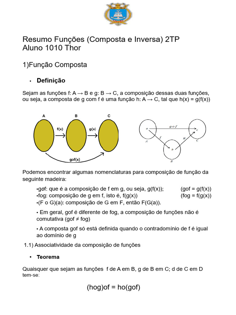 Composição de Funções e Inversas | PDF | Função (Matemática) | Domínio ...