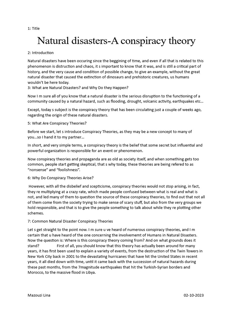 Natural disasters-A Conspiracy Theory | PDF | Natural Disasters ...