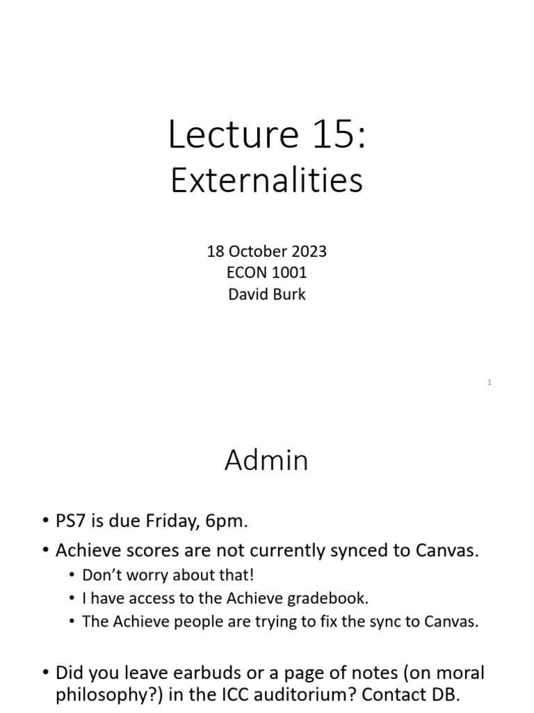 Lecture 15 - Externalities | PDF | Externality | Financial Economics