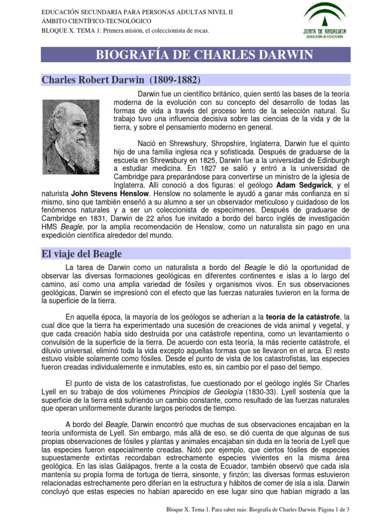 Biografía de Charles Darwin | PDF | Charles Darwin