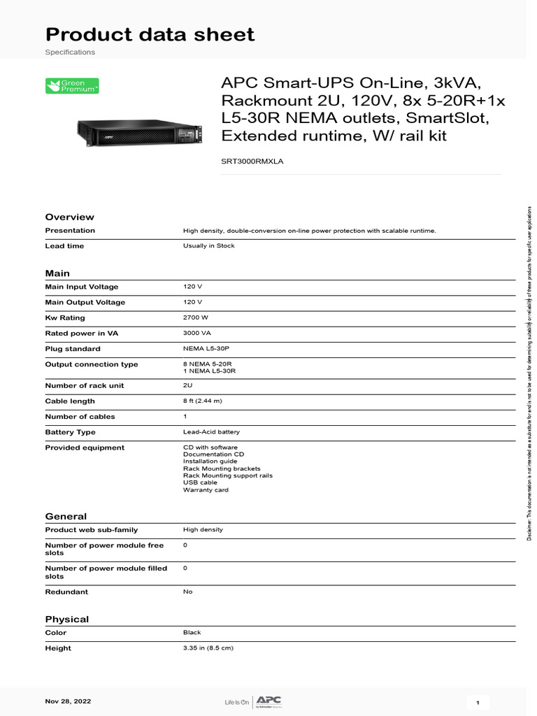 Smart-UPS On-Line - SRT3000RMXLA | PDF | Electrical Engineering ...