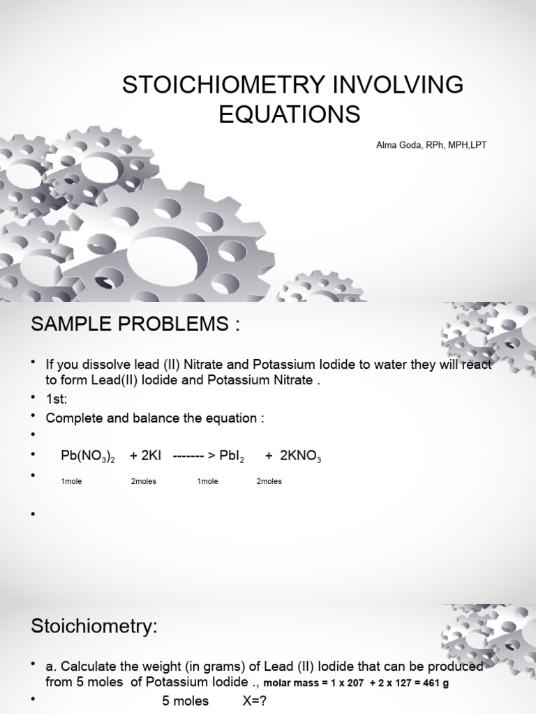 Stoichiometry Involving Equations | PDF