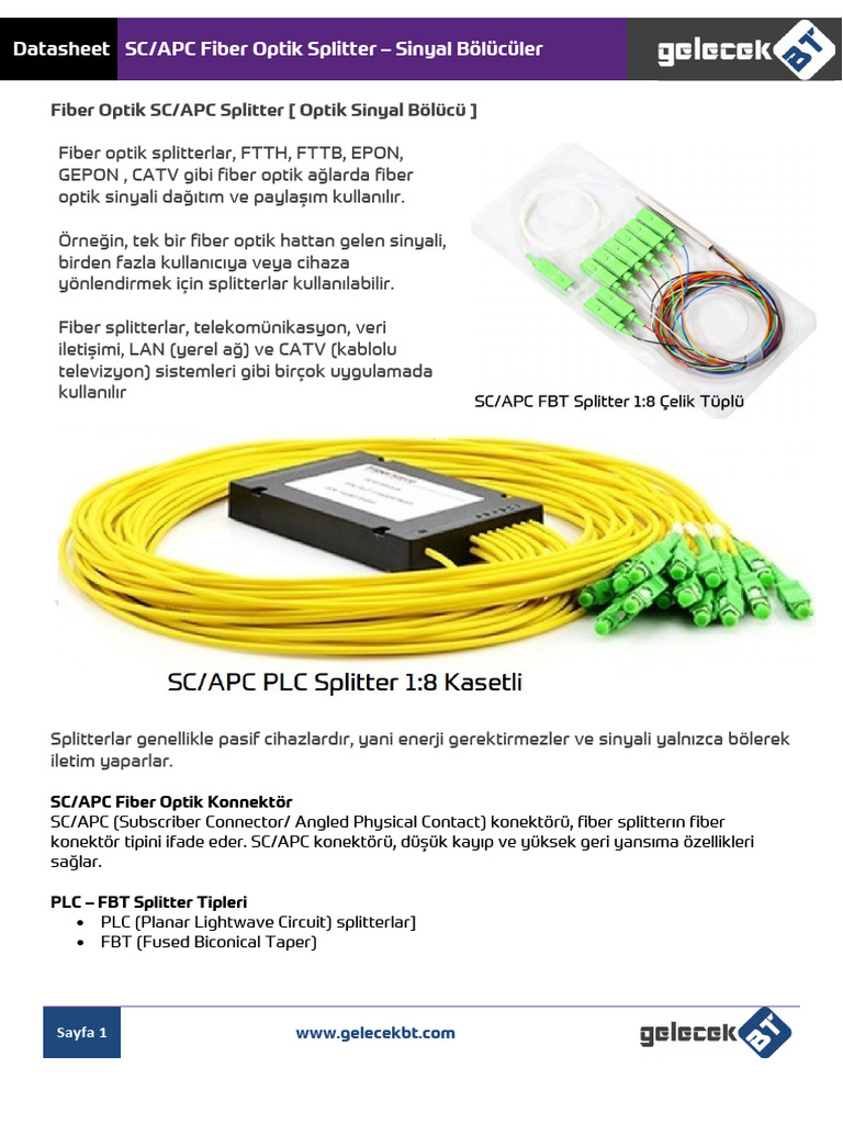 Fiber Optik SC-APC Splitter | PDF