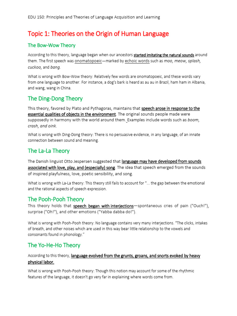 ENG 150 Principles and Theories of Language Learning and Acquisition | PDF | Language ...