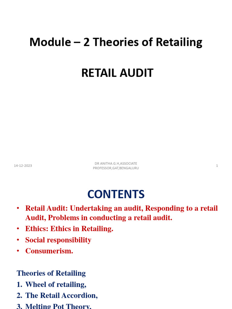 Mod 2 Retail Audit, Ethics, Consumerism 1 | PDF | Retail | Product (Business)