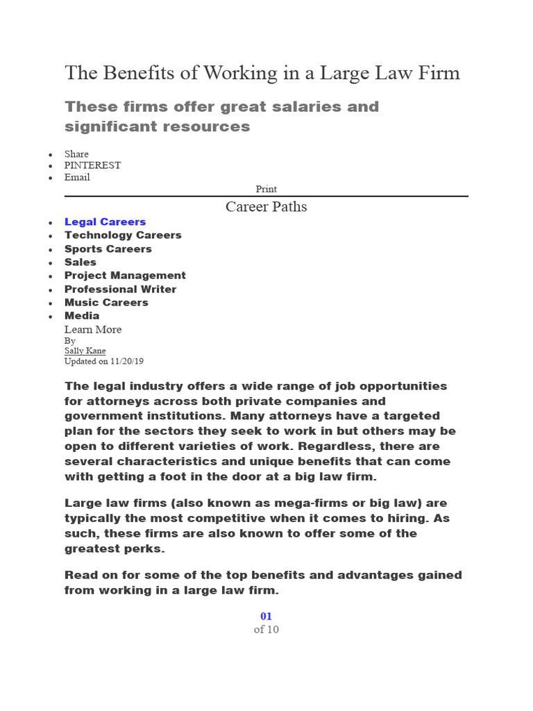 Benefits of Working in Large Law Firms | PDF | Law Firm | Lawyer