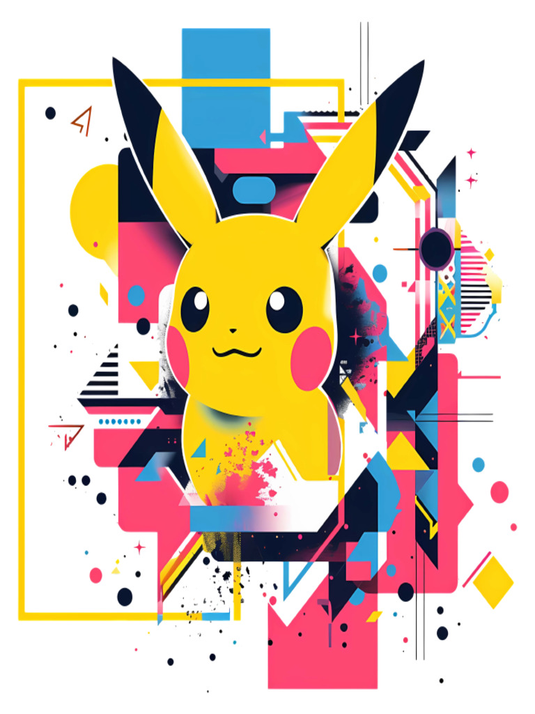 transparent-pikachu-pixel-character-in-colorful-frame-with-abstract ...