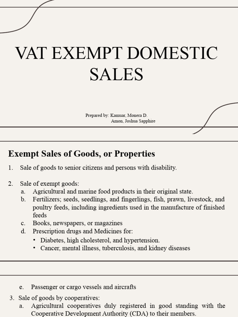 VAT Exempt Sales | PDF | Value Added Tax | Taxes