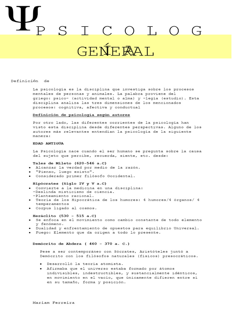 General Psicolog Í A | PDF | Sicología | Alma