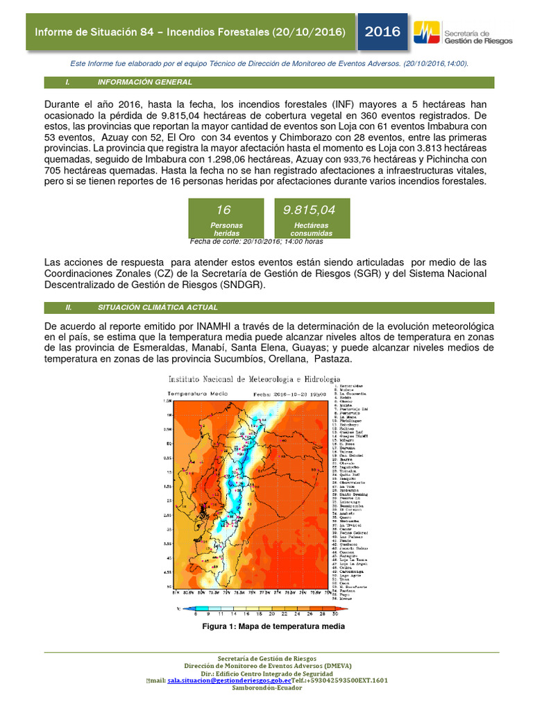 Redhum-EC-Informe de Situacion No 84 Incendios Forestales Al 20 Octubre ...