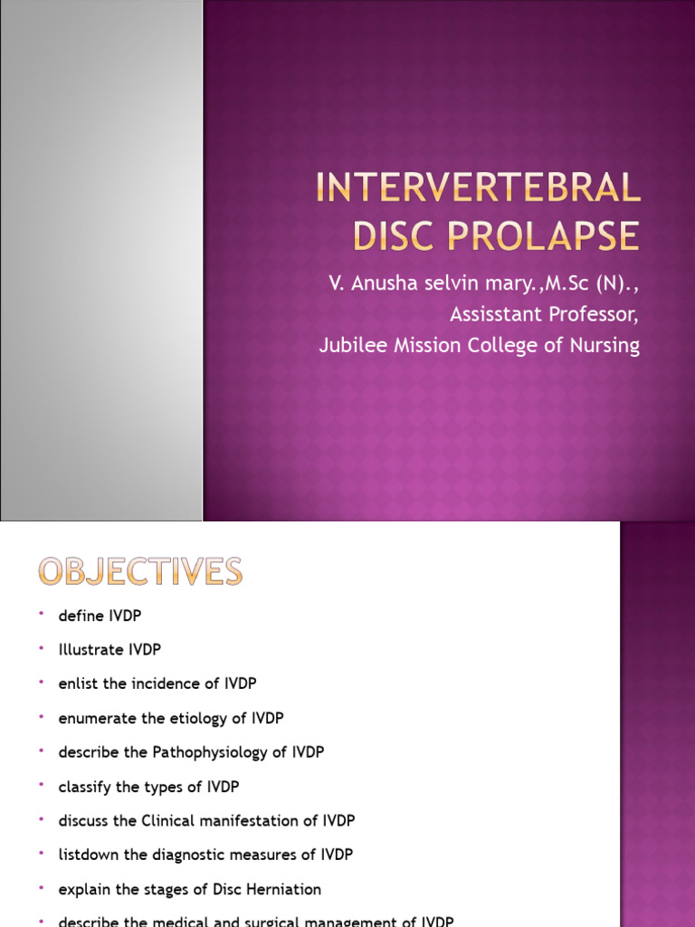 Intervertebral Disc Prolapse | PDF | Vertebral Column | Back Pain