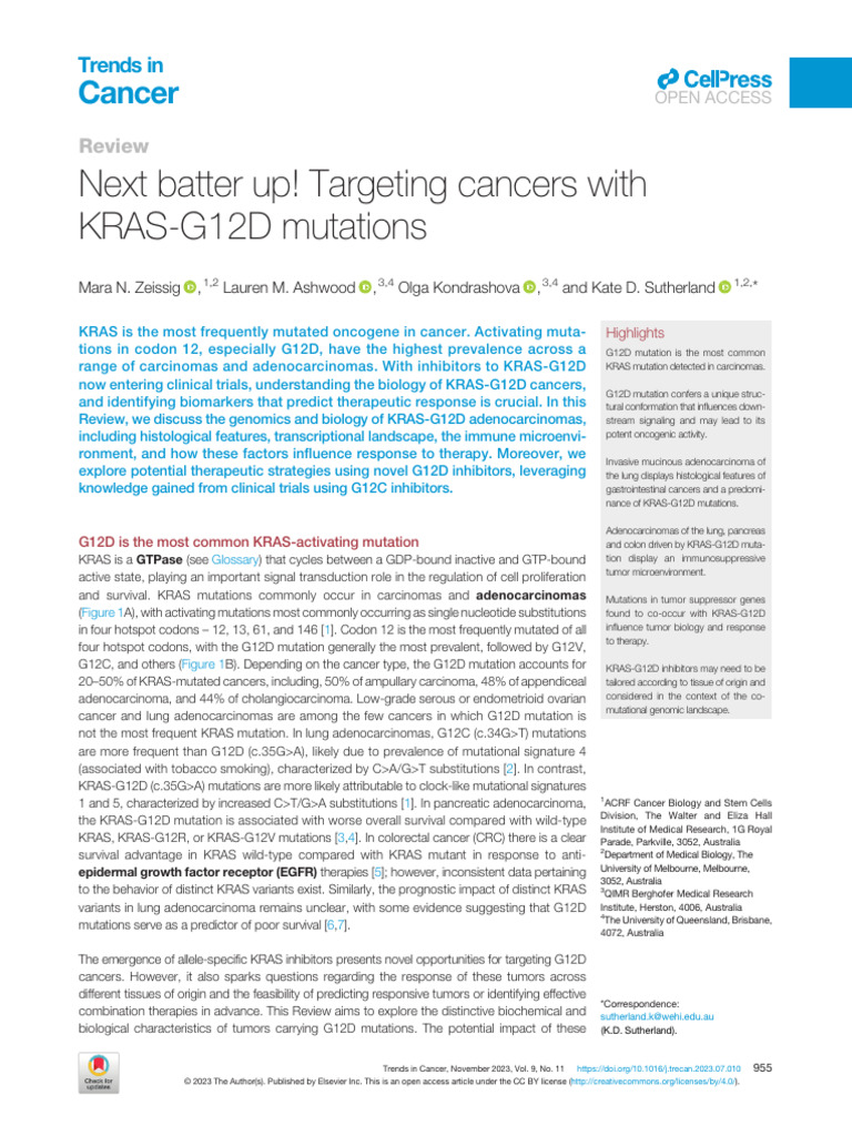 KRAS G12D mutations | PDF | Protein Kinase B | Carcinoma