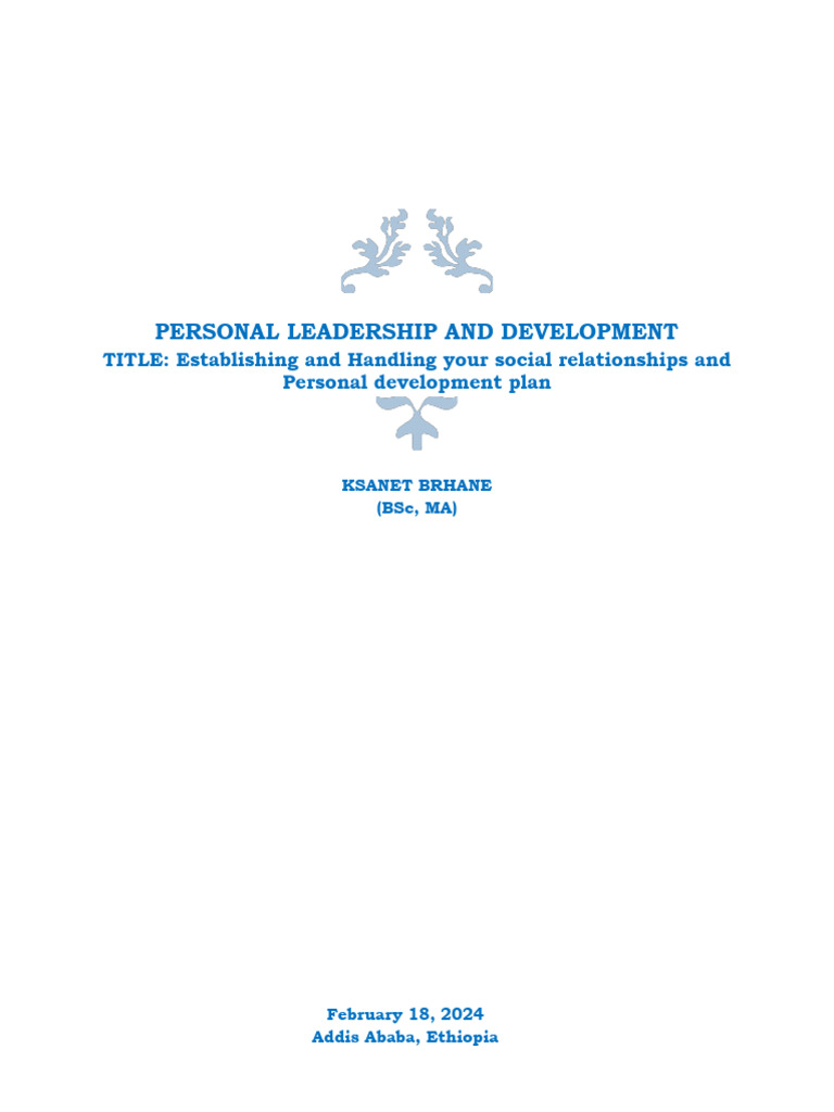 Personal Leadership and Development | PDF | Goal | Leadership