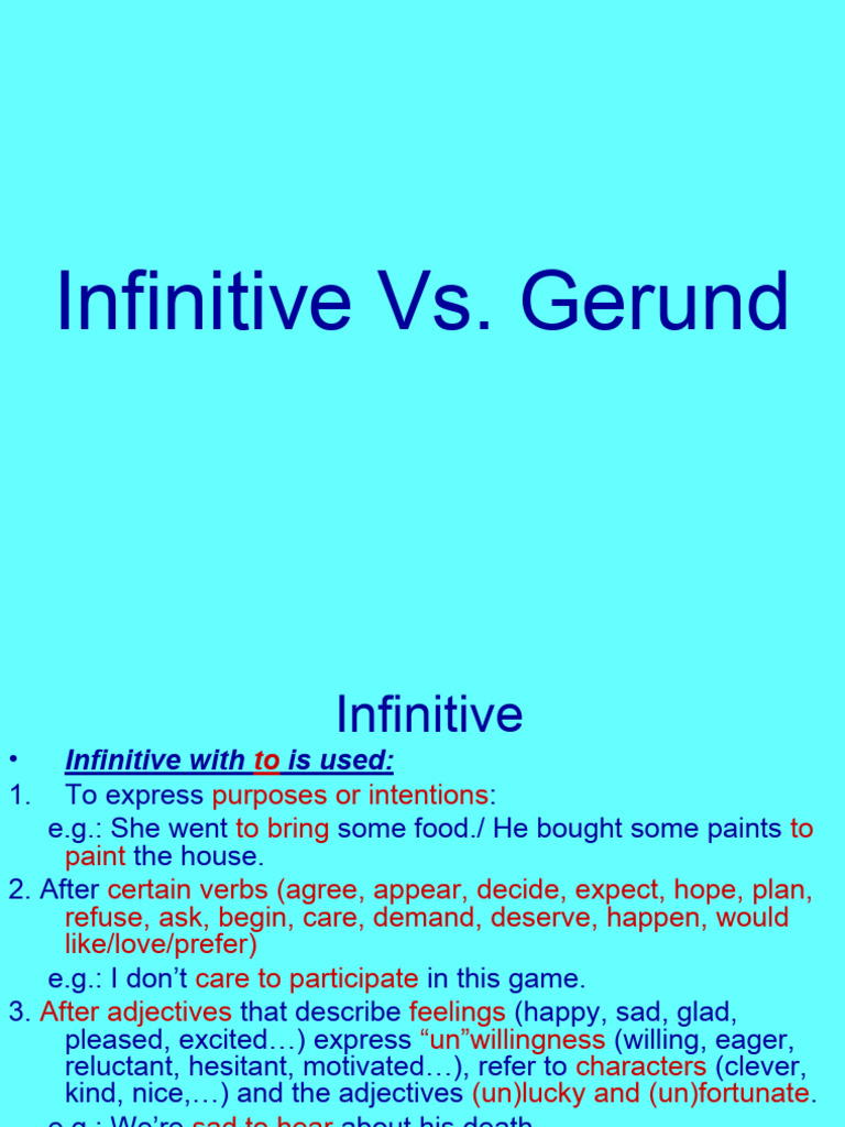 Infinitive Vs Gerund | PDF | Verb