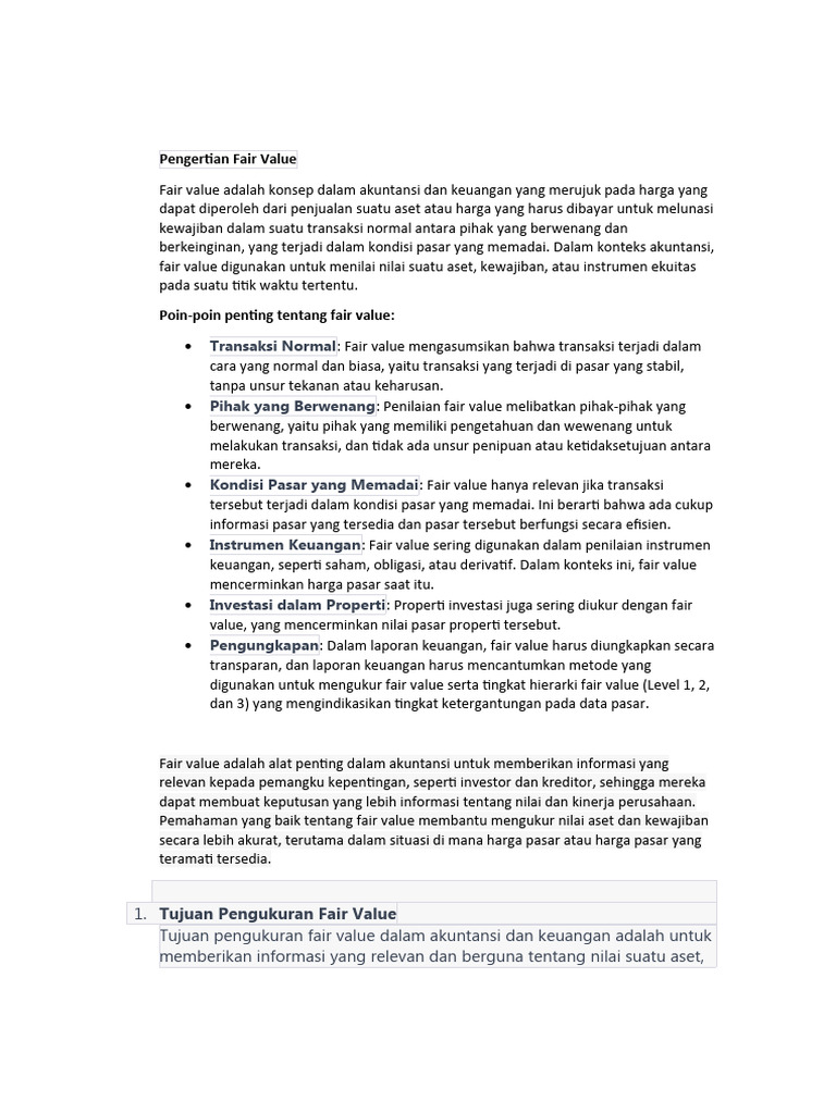 Pengertian Fair Value | PDF