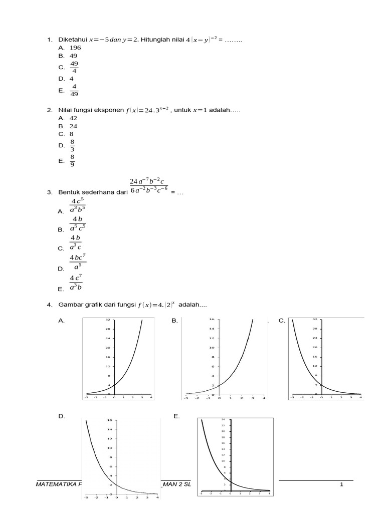 Soal Pas 2022-2023 Matematika - X Minat | PDF
