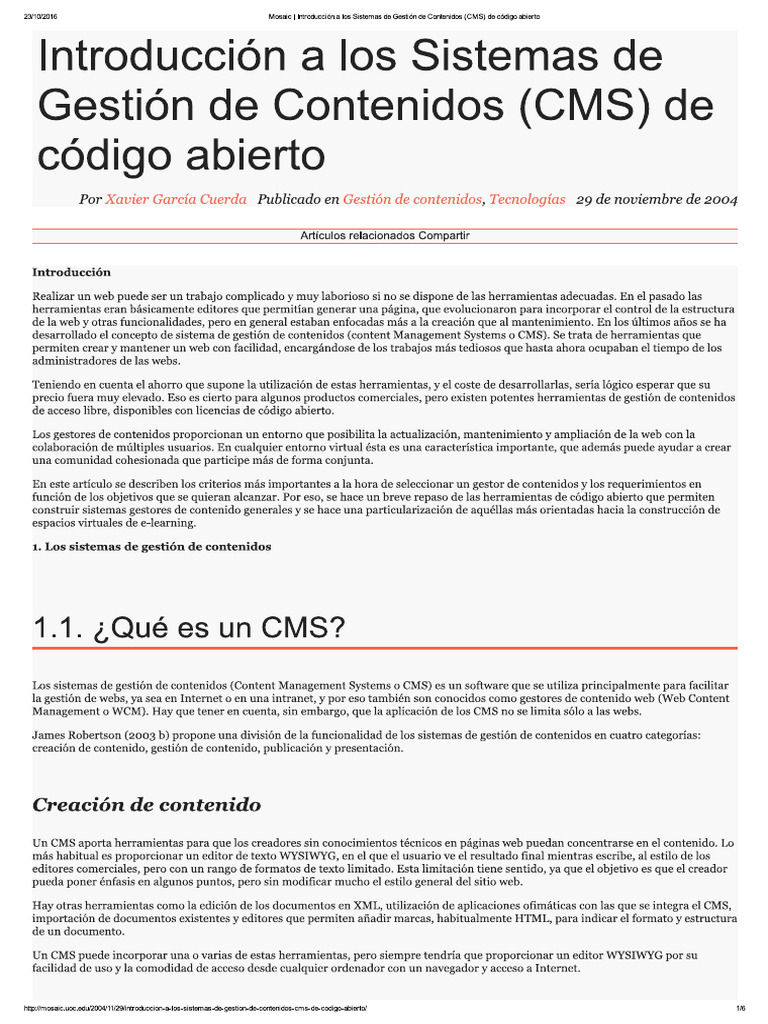 Introducción A Los CMS | PDF