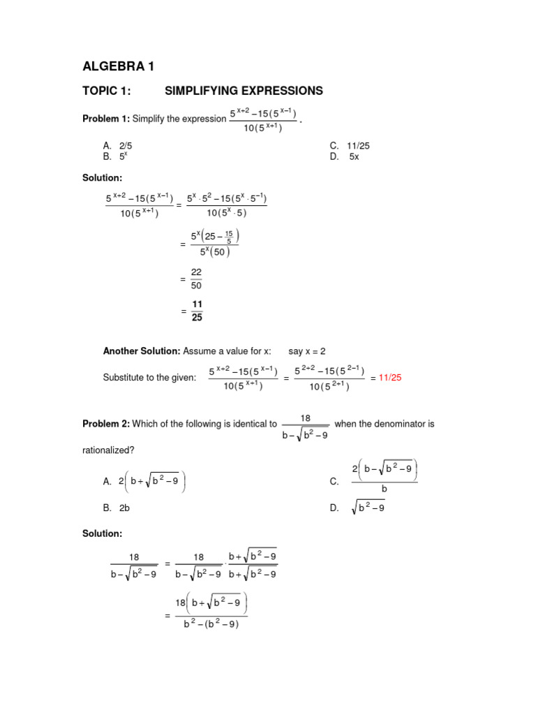 Algebra Part 1 Pdf Polynomial Quadratic Equation