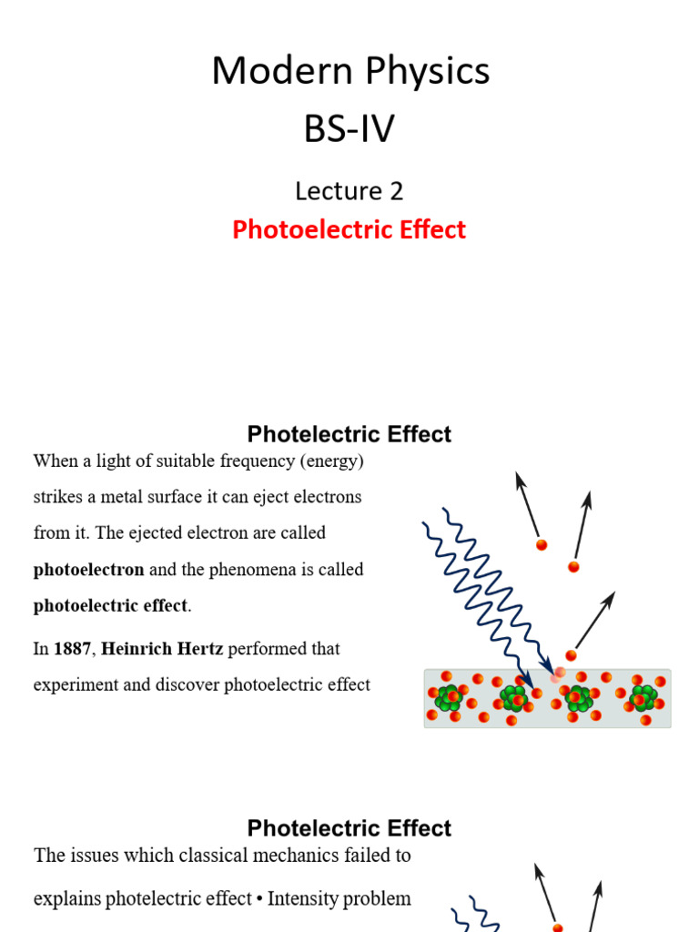 Lecture 2 Photoelectric Effect Pdf Photoelectric Effect Physical