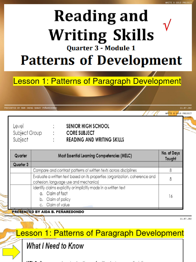 Students Copy q3 Module 1 Lesson 1 Patterns of Dev | PDF | Cognitive Science | Human Communication