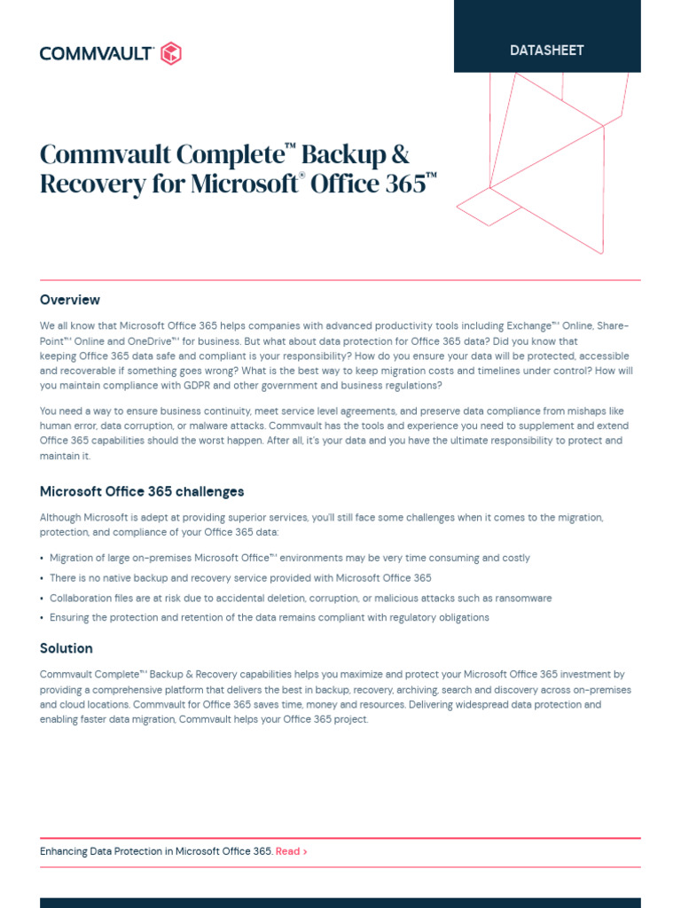 Commvault Complete™ Backup & Recovery For Microsoft Office 365 | PDF ...