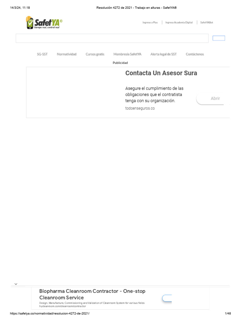 Resolución 4272 de 2021 - Trabajo en Alturas - SafetYA® | PDF | Valores